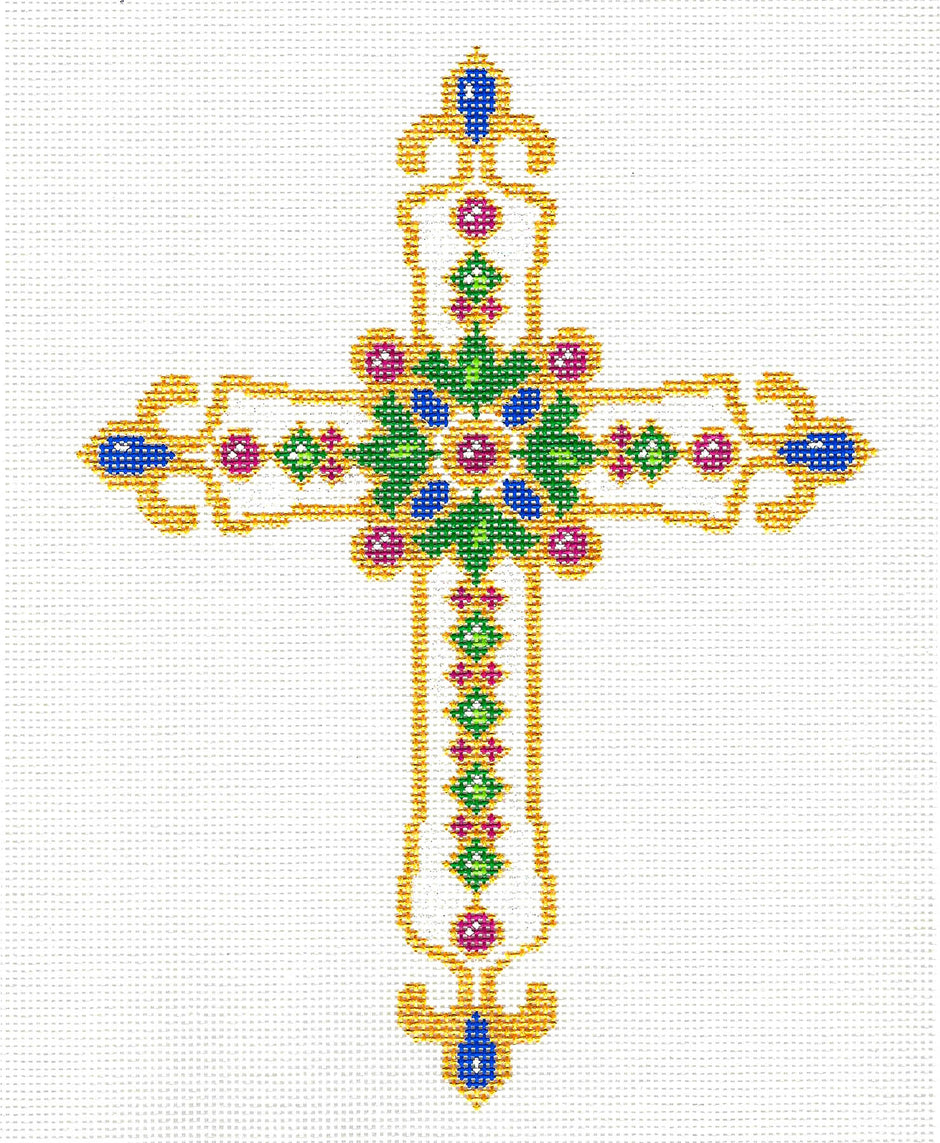 7" Tall Cross – Needlepoint by Wildflowers