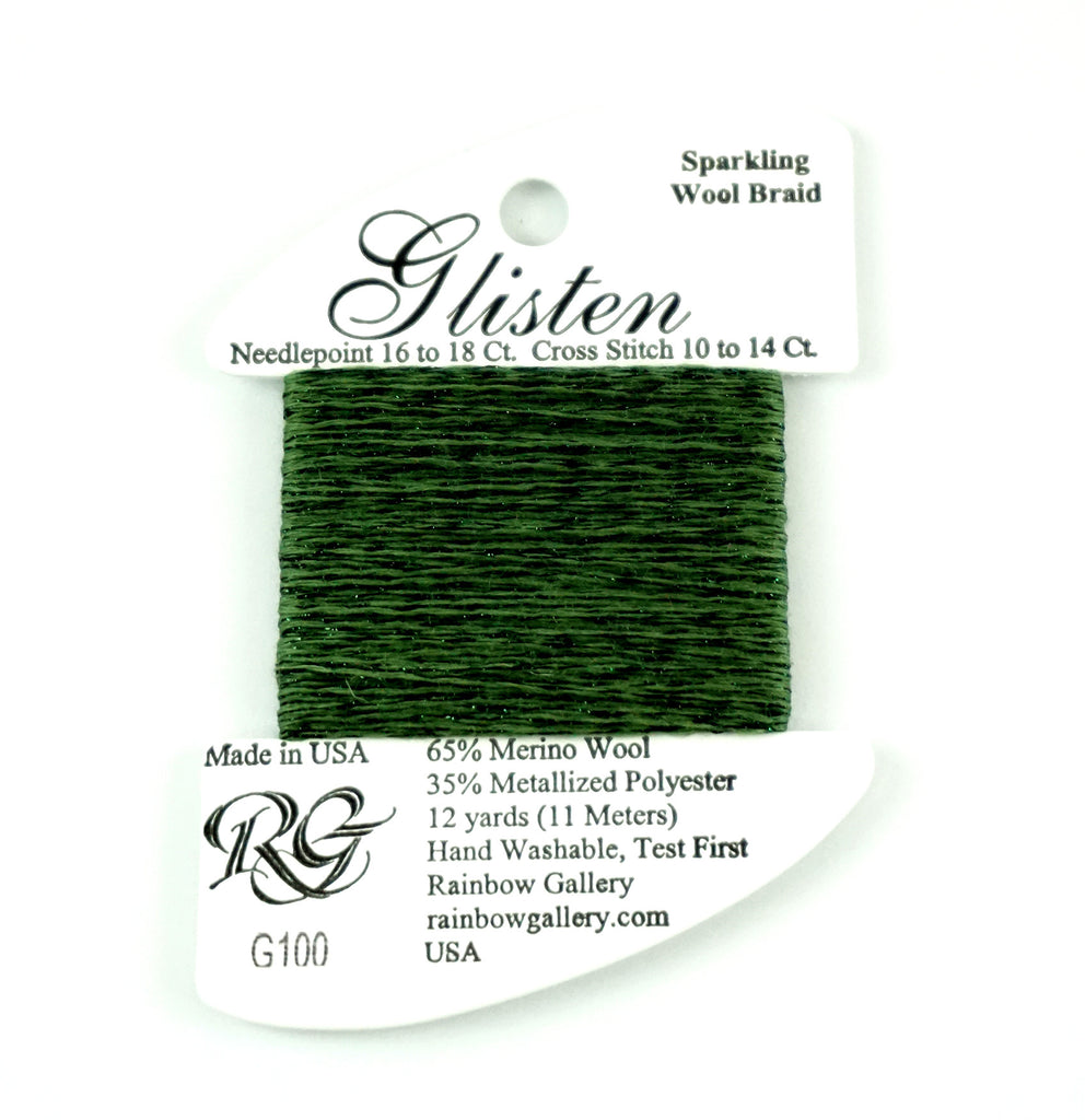 GLISTEN Sparkling Braid #100 "Ivy Green" Needlepoint Thread by Rainbow ...