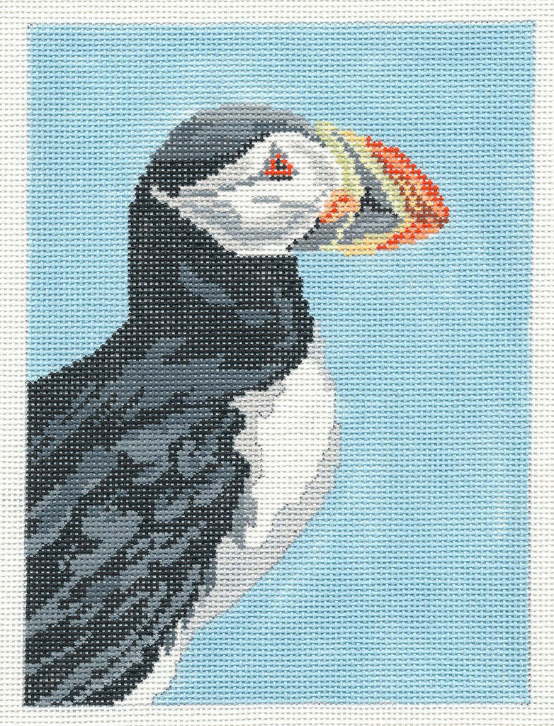 Bird Canvas ~ Elegant Atlantic Puffin Bird handpainted Needlepoint Can ...